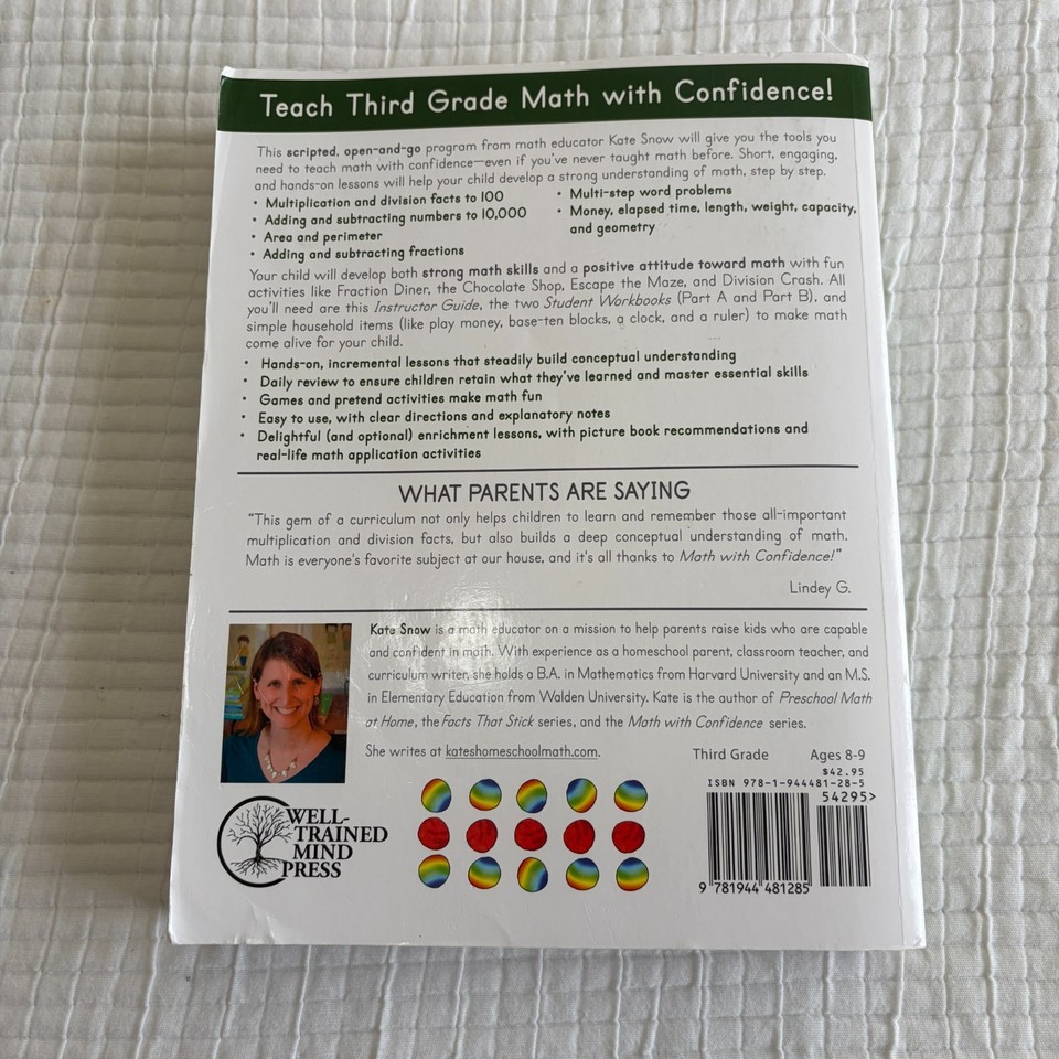 Math With Confidence Third Grade Instructor Guide Kate Snow Homeschool | eBay UK