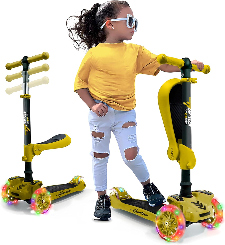Hurtle 3-Wheeled Scooter for Kids - Wheel LED Lights, Adjustable Lean-To-Steer H | eBay