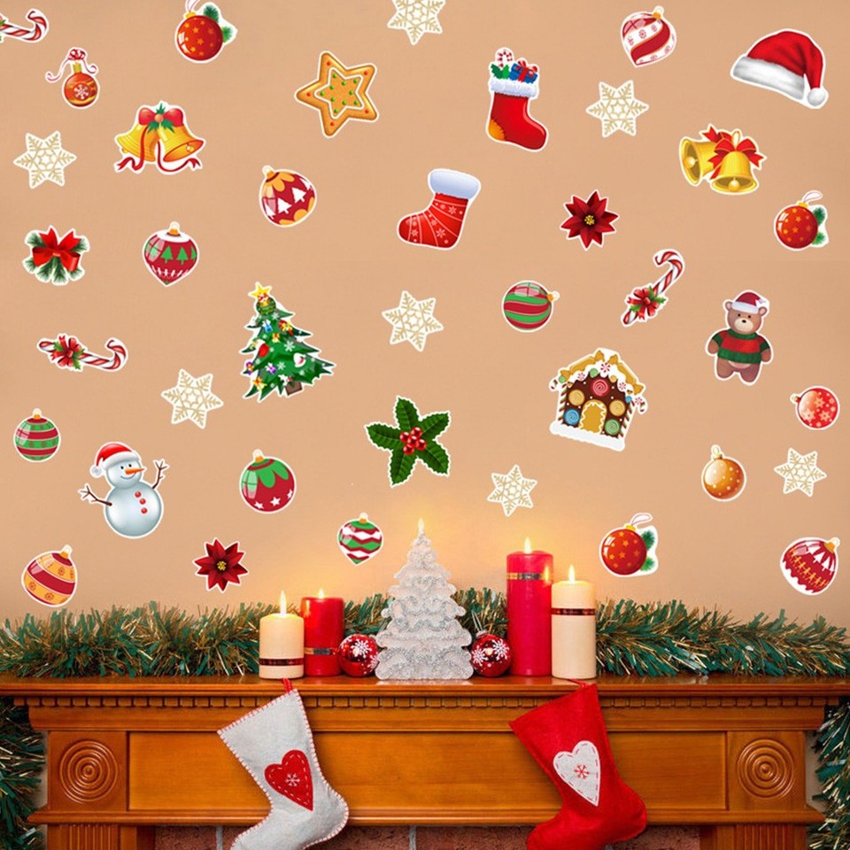 5 Pcs Christmas Decorative Sticker Santa Footprints Window Decal | eBay ...