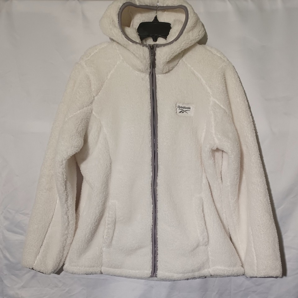 NEW Reebok White Fuzzy Zip-Up Jacket Size XL | eBay