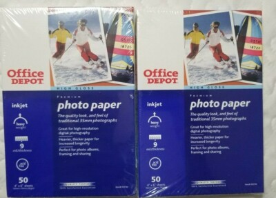 2 Boxes Office Depot, Photo Paper, Premium High Gloss, 4x6", 50 sheets ...