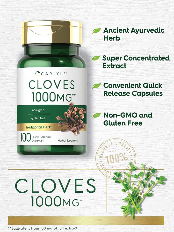 Cloves Supplement | 1000mg | 100 Capsules | Non-GMO, Gluten Free | by ...