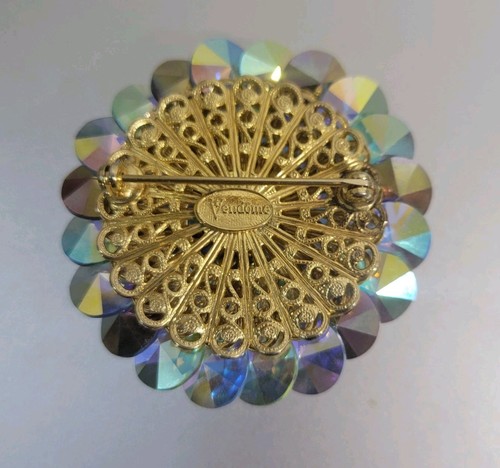 Vintage Signed Vendome Crystal Brooch Pin AB Rivioli Green Blue Teal | eBay