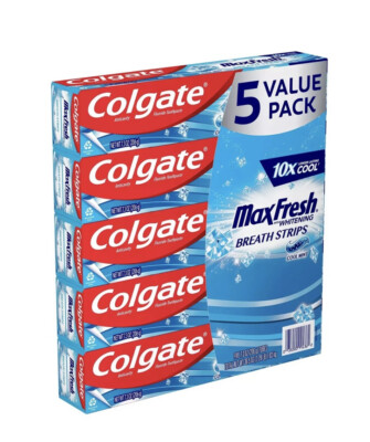 Colgate Max Fresh Toothpaste Breath Strips Cool Mint (7.3 oz., 5 pk ...