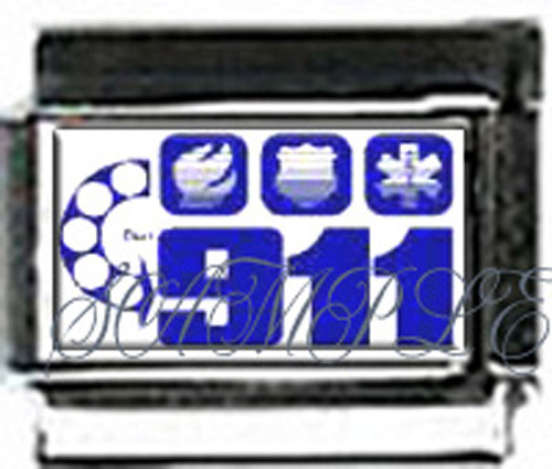 911 EMERGENCY CALL EMT Italian photo 9mm Charms for modular bracelets ...