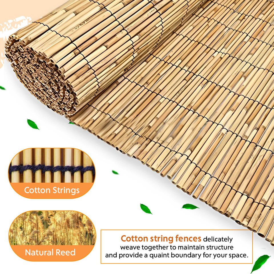 Bamboo Cane Slat Reed Screening Roll Garden Fencing Panel Outdoor ...