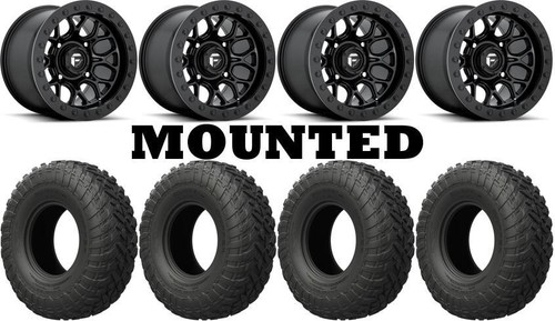 Kit 4 EFX Gripper UTV Tires 30x10-15 on Fuel Tech Beadlock Matte Black ...