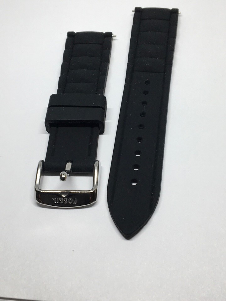 Authentic Fossil Watch Full Band 2piece Strap Rubber Pins Black V356 | eBay