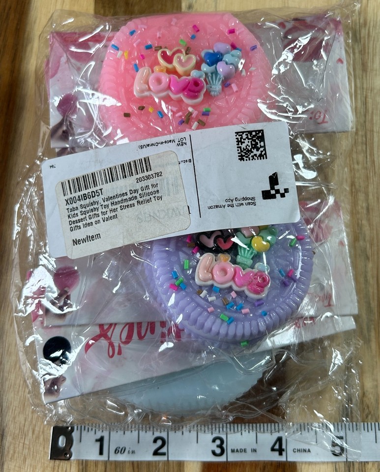 4 Pack Taba Squishy Valentine's Day Fidget Stress Relief Toy Cookie ...