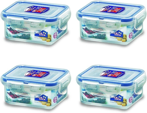 Lock & Lock Rectangular Water Tight Food Container, Set of 4 (6 oz each ...