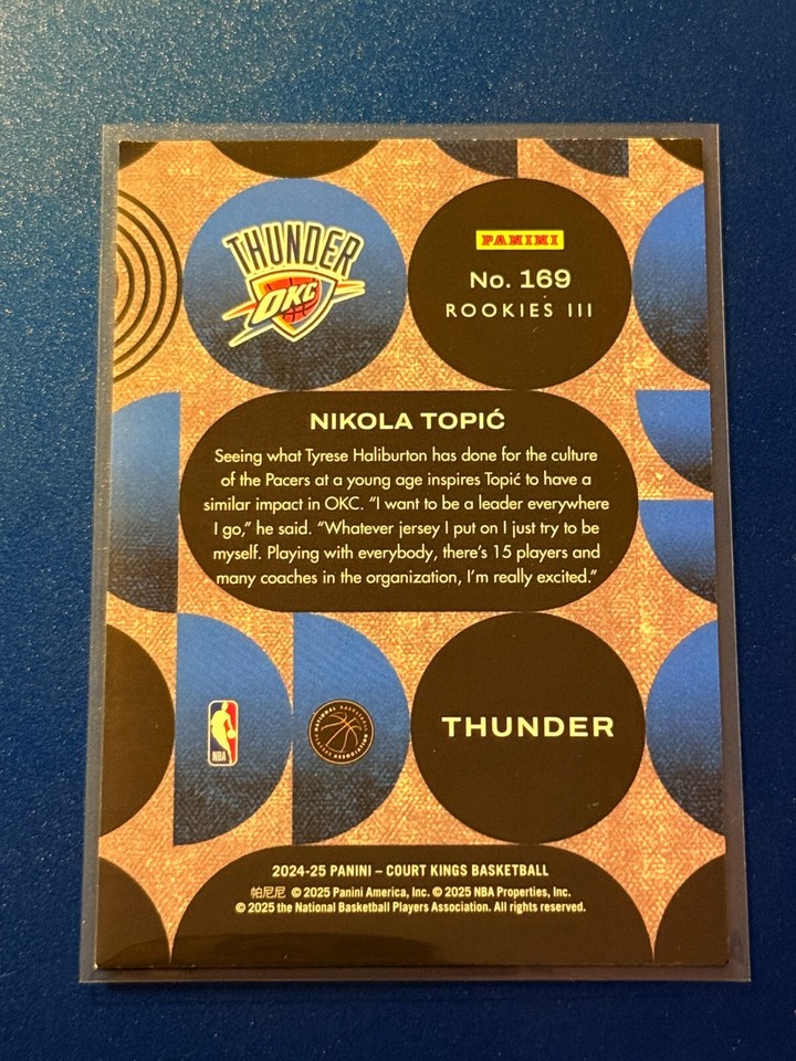 2024- 25 Panini Court Kings Nikola Topic Rookies III Rookie Card RC SP ...