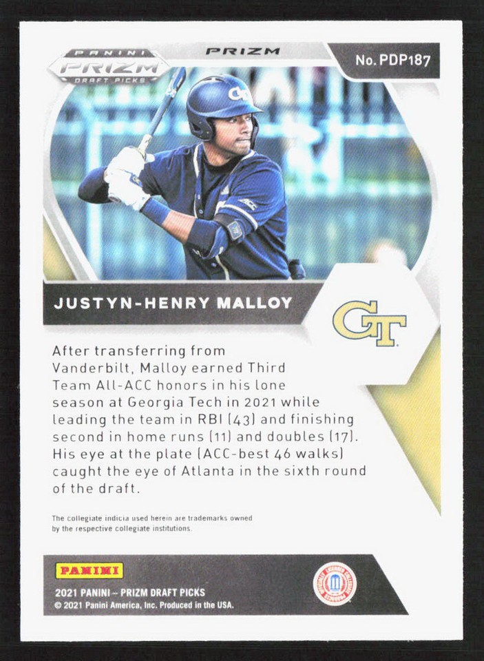 2021 Panini Prizm Draft Picks Justyn-Henry Malloy Red Mojo PDP187 ...