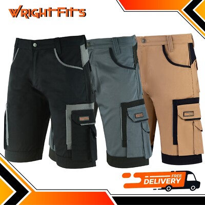 Men Cargo Work Shorts With Multi Pockets Black Grey & Khaki Summer ...