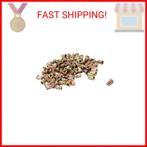 iexcell 100 Pcs 1/4-20 UNC Threads Carbon Steel Flat Head Rivet Nuts ...