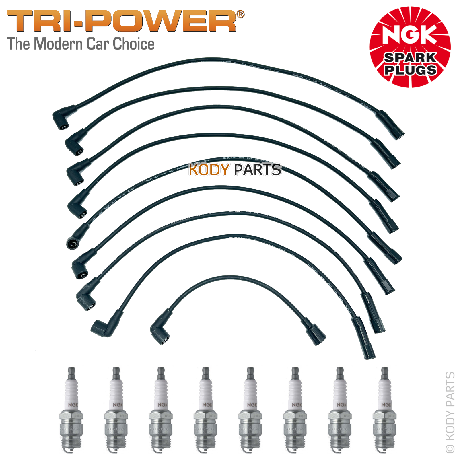 TRI-POWER IGNITION LEADS & NGK PLUGS -for Ford Fairlane ZD 4.9L V8 302 ...