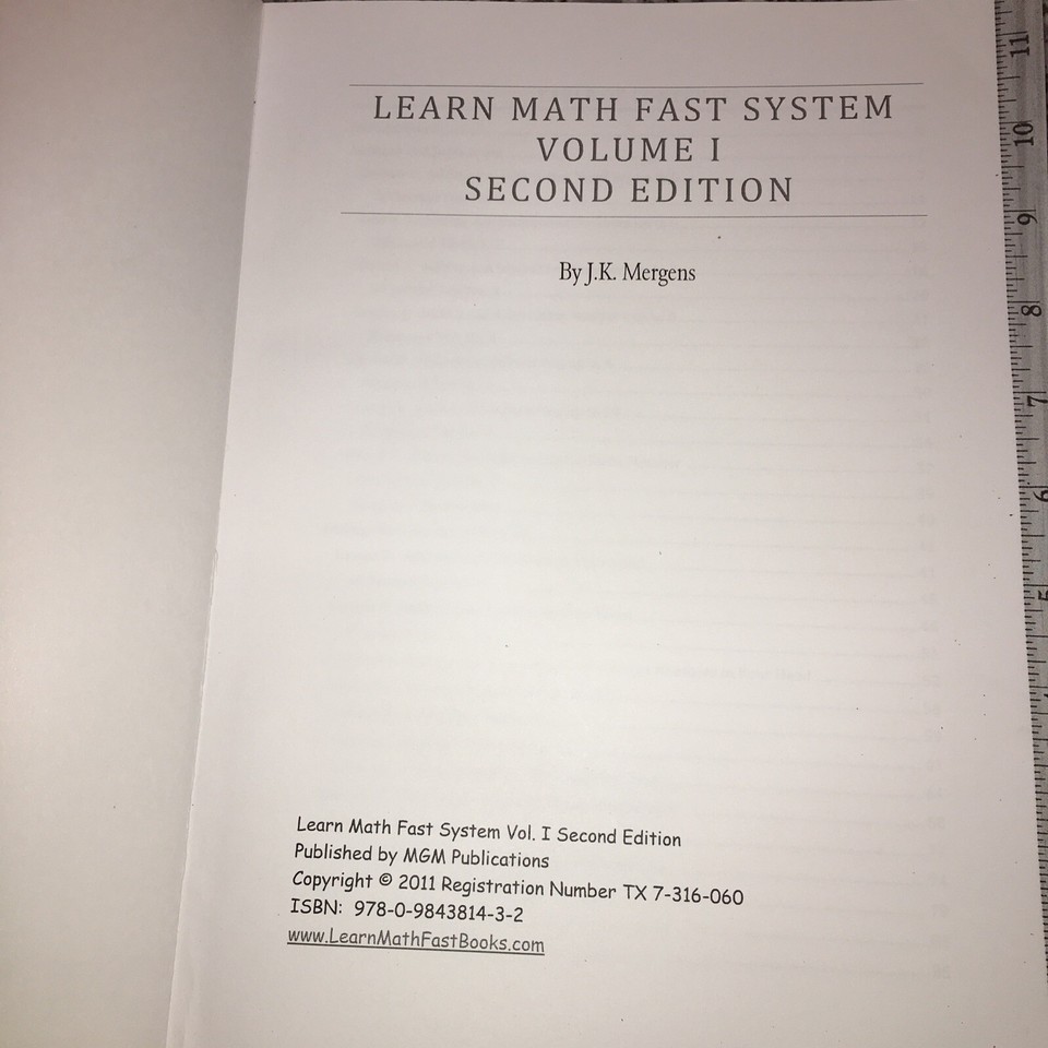 Learn Math Fast System Volume I: Basic Operations by Mergens, J K ...