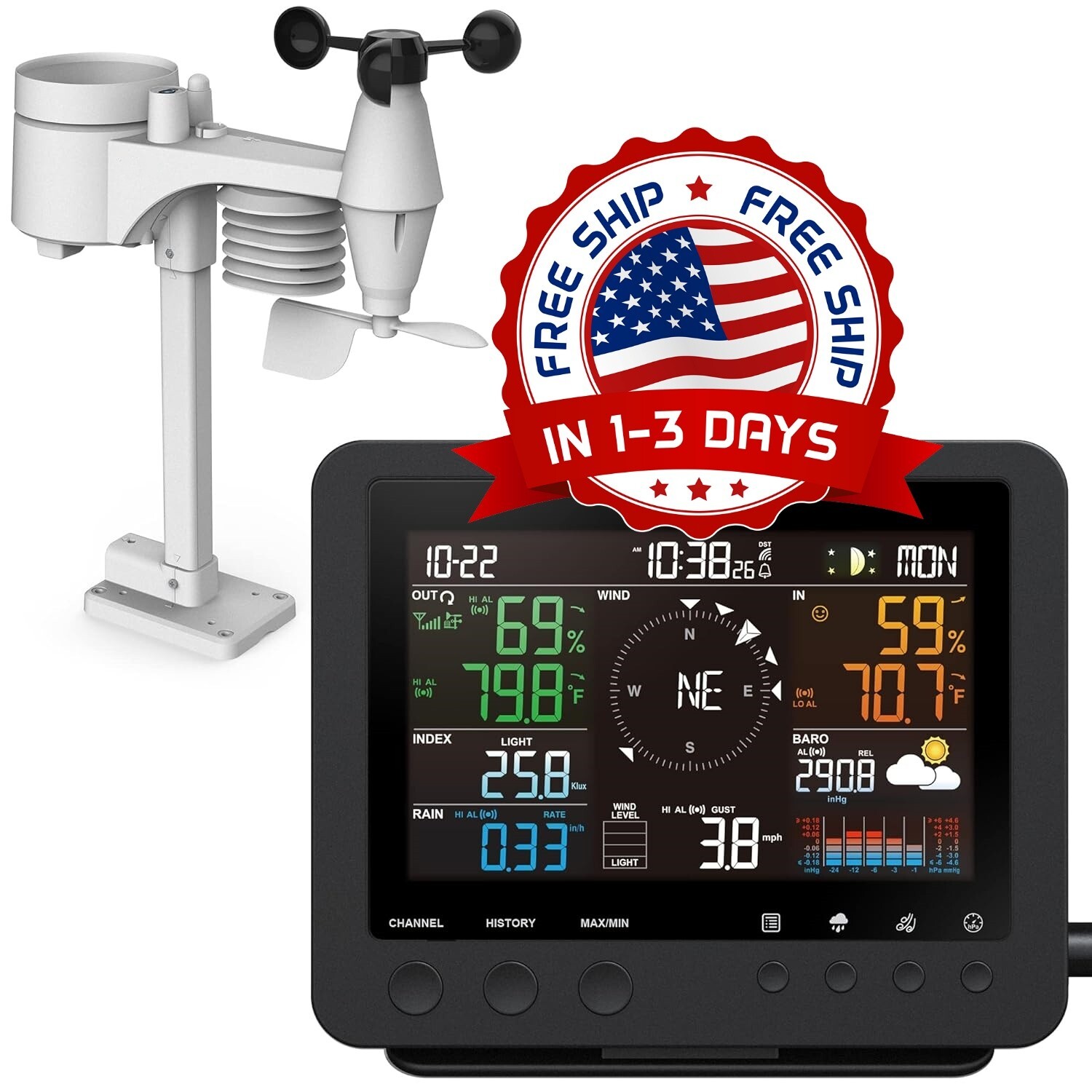 Estación Meteorológica Presión Barométrica Con Cable Eléctrica Plástico ...