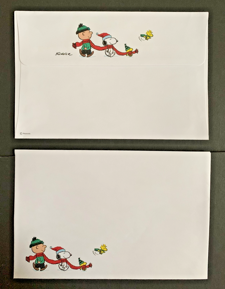 VTG PEANUTS Hallmark CHRISTMAS CARDS snoopy yellow birds envelopes lot ...
