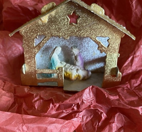 Vintage Putz Manger House Christmas Decoration-Baby Jesus-Manger White ...