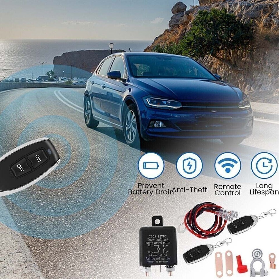 Wireless Dual Remote Car Battery Disconnect Relay Master Kill Cut-off ...
