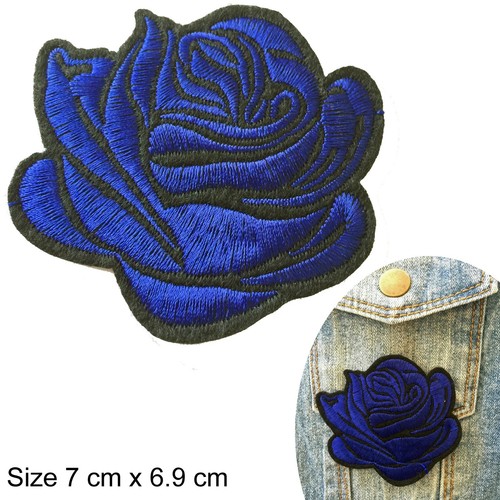 Blue rose head Iron on patch shining marine love flower blossom iron-on ...