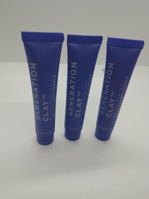 3 x GENERATION CLAY Ultra Violet Brightening Purple Clay Mask 0.51oz ...
