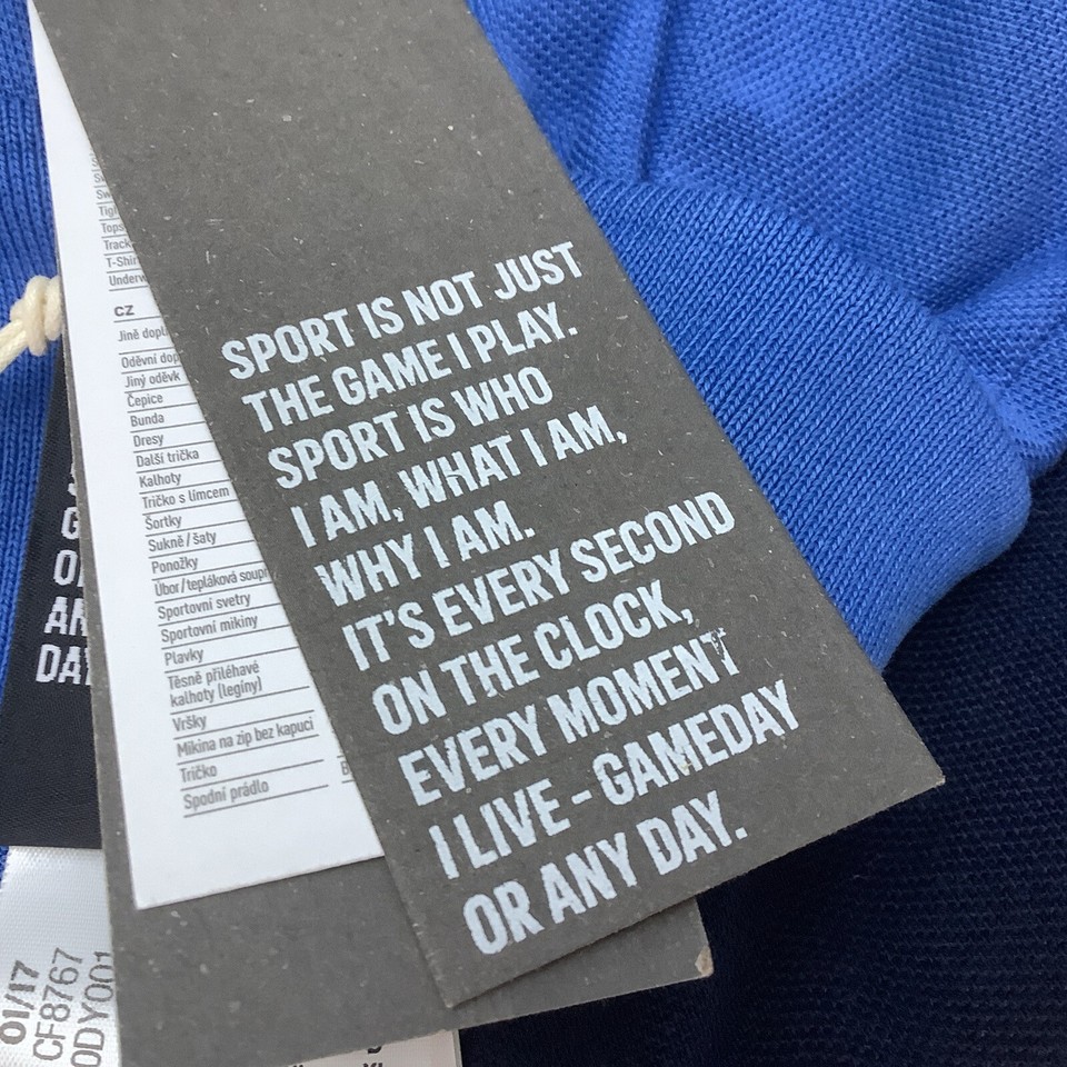 NEW ADIDAS Polo Shirt Top Size XL Cotton Mix Blue White Mix With tags ...