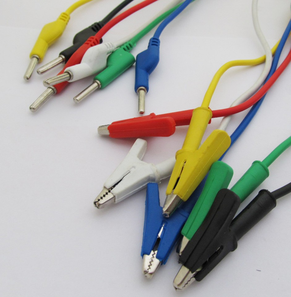 4sets 6colors Silicone High Voltage 4mm Banana Plug to Alligator Clip ...
