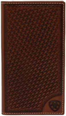 Ariat Mens Basketweave Leather Rodeo Checkbook Wallet | eBay