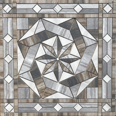 32" x 32" Tile Medallion Accent - Happy Floors Tivoli & Paint Stone ...