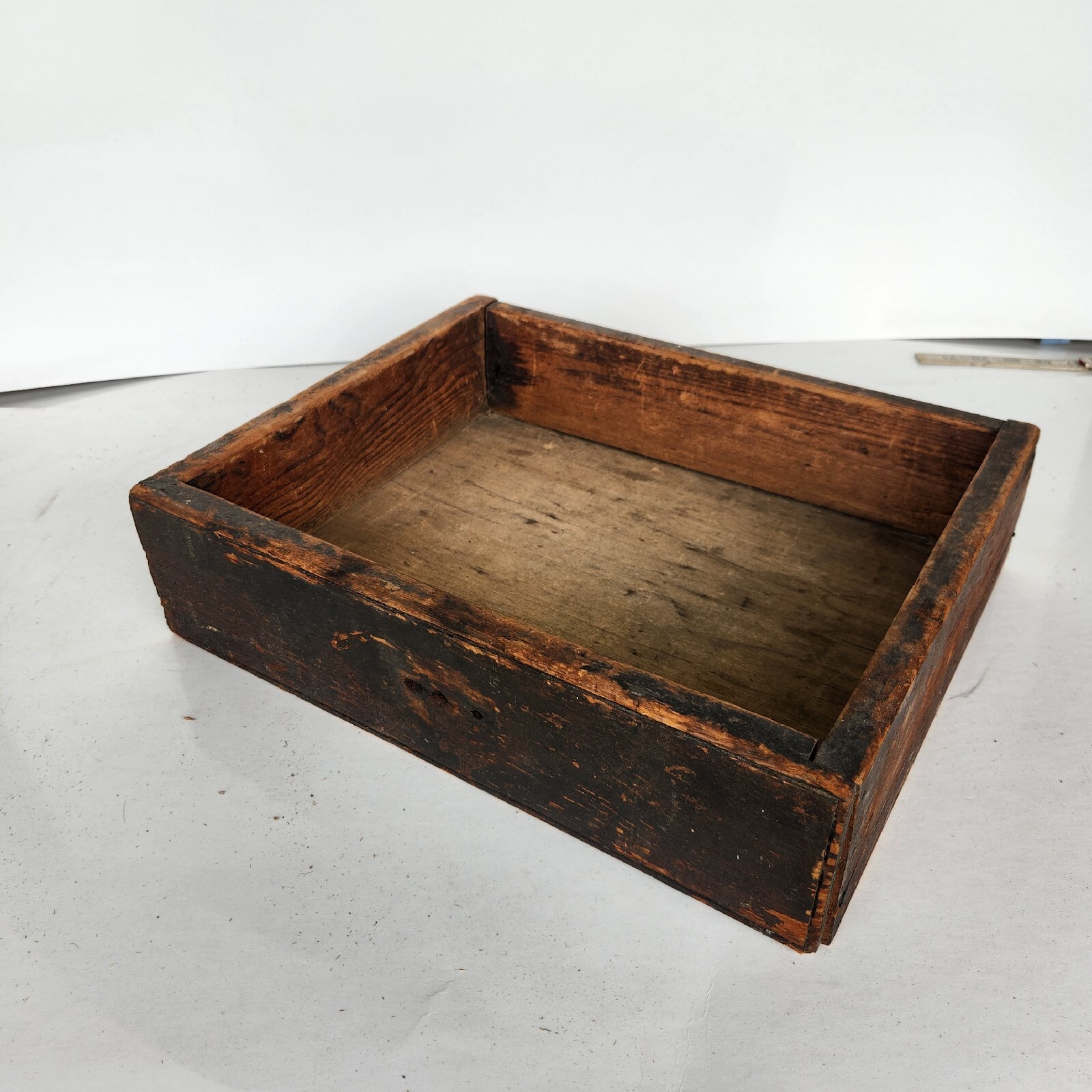 Primitive Handmade Drawer Box Planed Single Piece of Wood Base Square ...