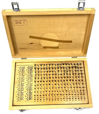 NEW 190 PC M1+ .061-.250" PLUG PIN GAGE SET PLUS (+) STEEL .WOODEN CASE ...