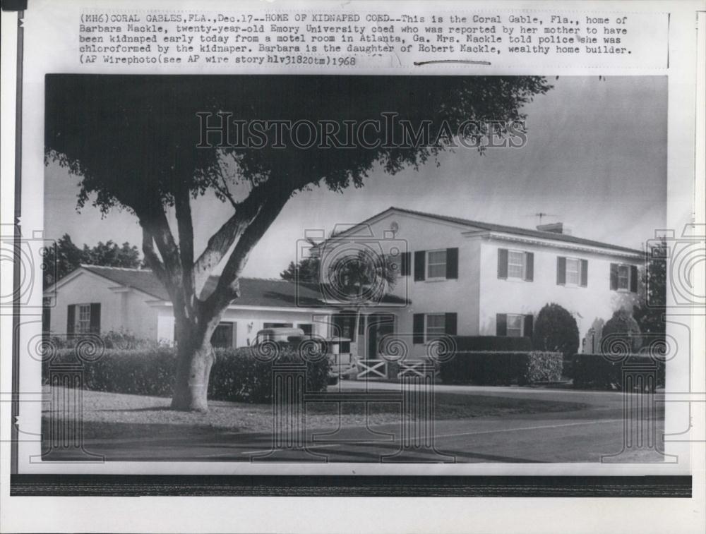 1968 Press Photo Home of Barbara Mackle, who reported her mother ...