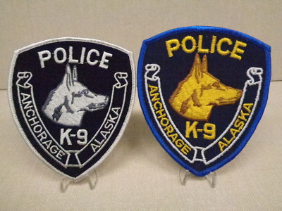 ANCHORAGE, ALASKA, POLICE DEPT K-9 UNIT PATCHES, PAIR, COLOR/SUBDUED ...