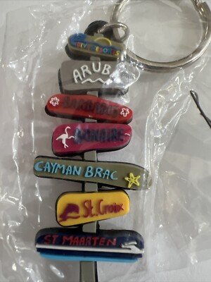 Caribbean Islands Keychain BVI Resorts Direction Sign Souvenir Keyring ...