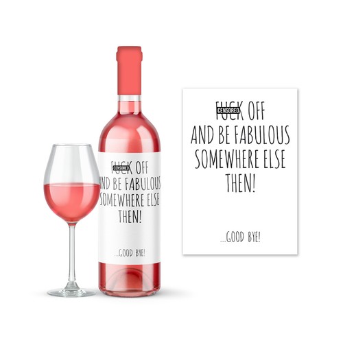 Wine Bottle Labels Funny Rude Joke Leaving Work Gift For Colleague New ...