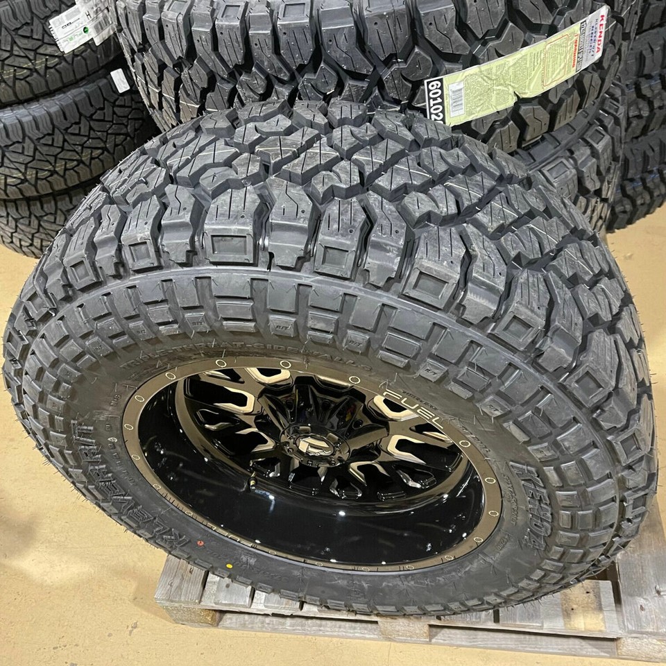 20x10 Fuel D611 Stroke Black Wheels Rims AT 37" Tires 6x135 Ford F150 ...