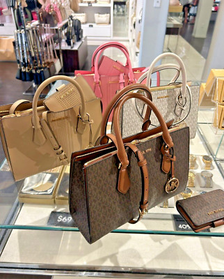 Michael Kors Shiela Medium Satchel Crossbody Handbag + Bifold Zip Coin ...
