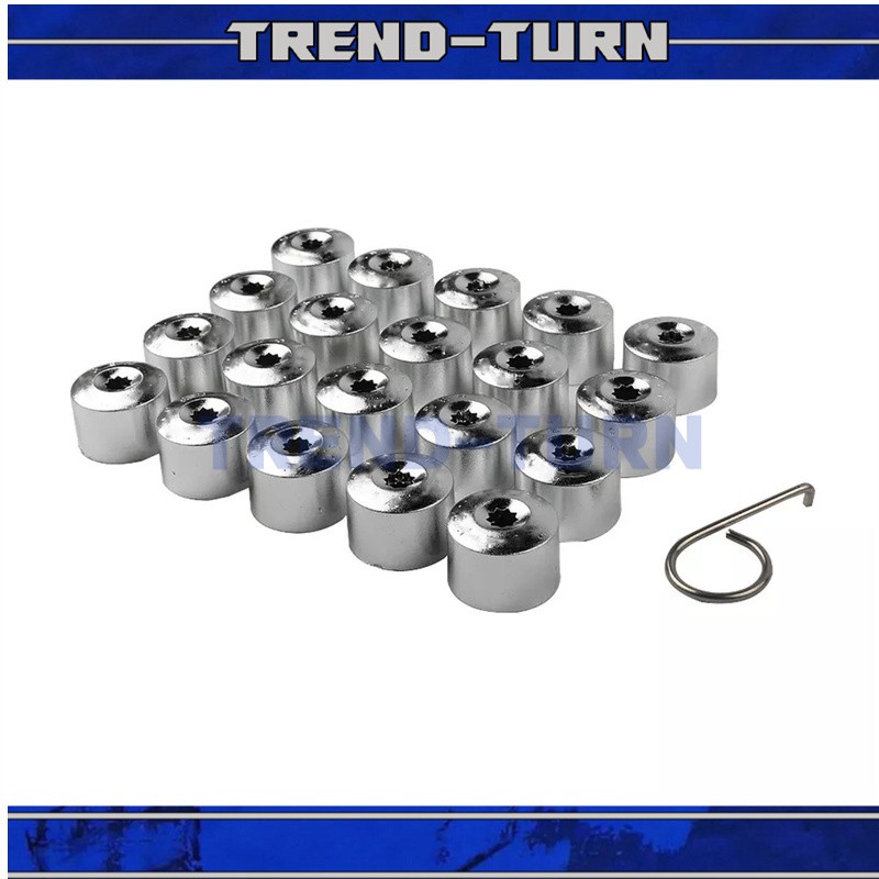 20pc 17mmWheel Lug Nut Cover Socket Bolt Cap+Remove Tool Silver Fit VW ...