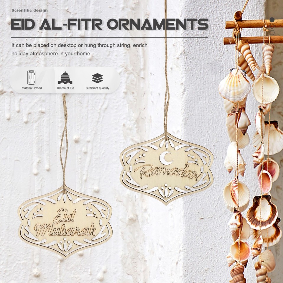 20PCS Wooden Eid Desktop Decoration Ramadan Hanging Ornament for Home ...