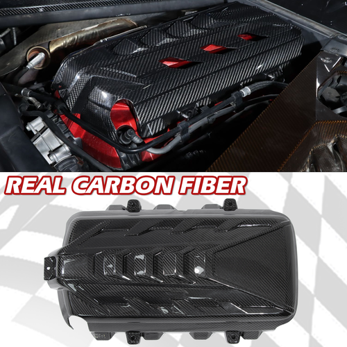 Real Carbon Fiber Engine hood panel Trim Cover For Corvette C8 2020 ...