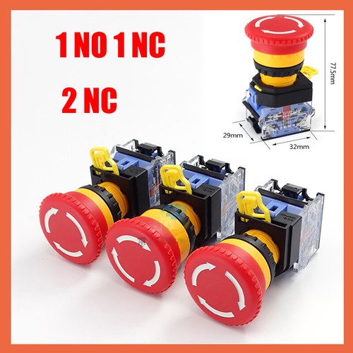 Not Aus Schalter Taster 22mm Notschalter Rotem Knopf Emergency Stop 1NO ...