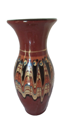 Bulgarian Redware Vase, Art Pottery , Multi Colored, Vintage, Drip ...