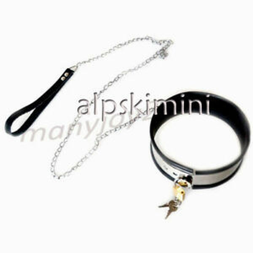 New Stainless Steel Silicone Neck Binding Slaves Collar Metal Chain ...