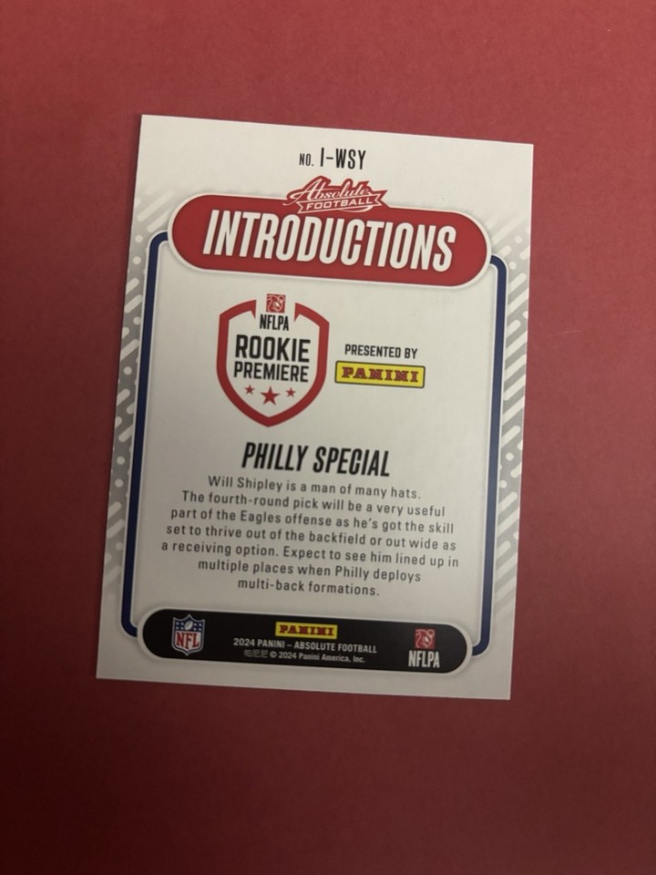 2024 Absolute - Introductions Will Shipley #I-WSY (RC) Eagles, Playoffs ...