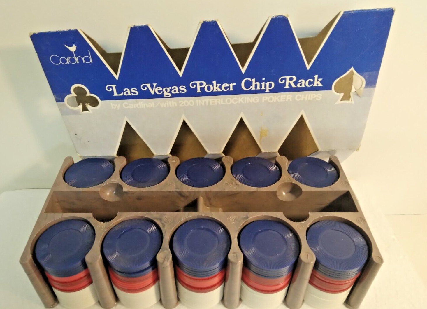 Vintage Cardinal Las Vegas Poker Chip Rack w/ 220 Chips No. 325 Holds 2 ...
