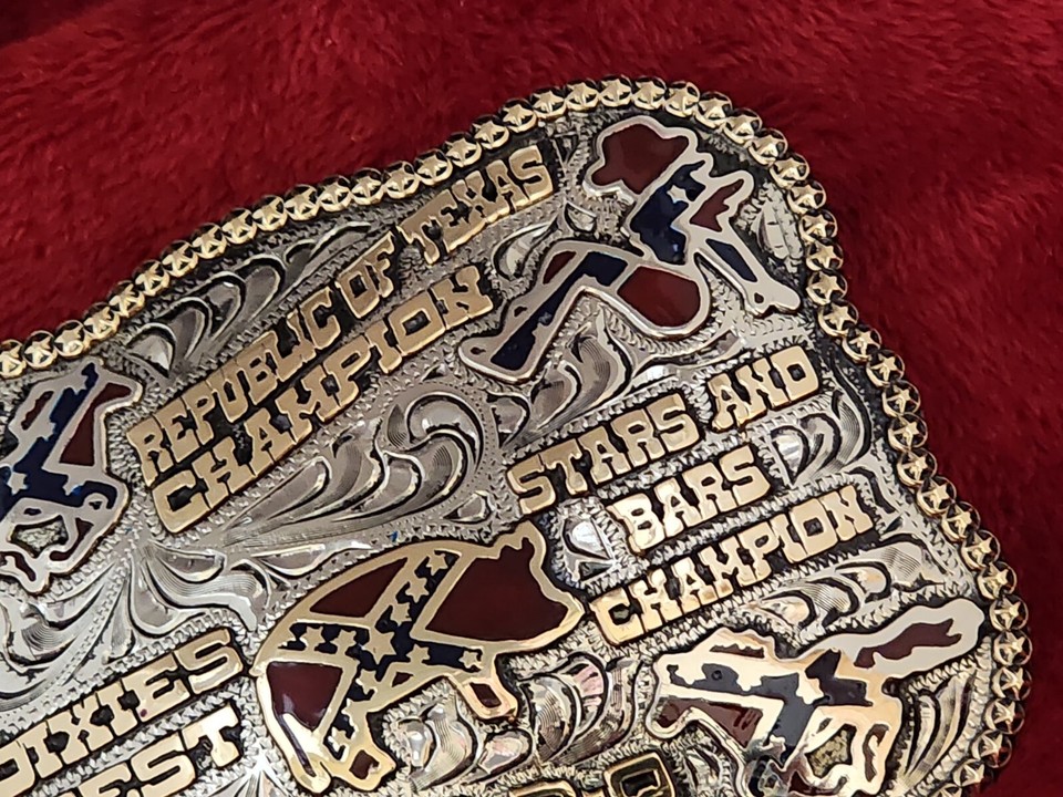 PITMASTER DIXIE CHAMPION BAR-B-Q TROPHY BELT BUCKLE☆REPUBLIC OF TEXAS ...