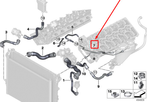 NEW BMW 7 G12 ENGINE CYLINDER HEAD COOLANT PIPE 17128602731 8602731 ...