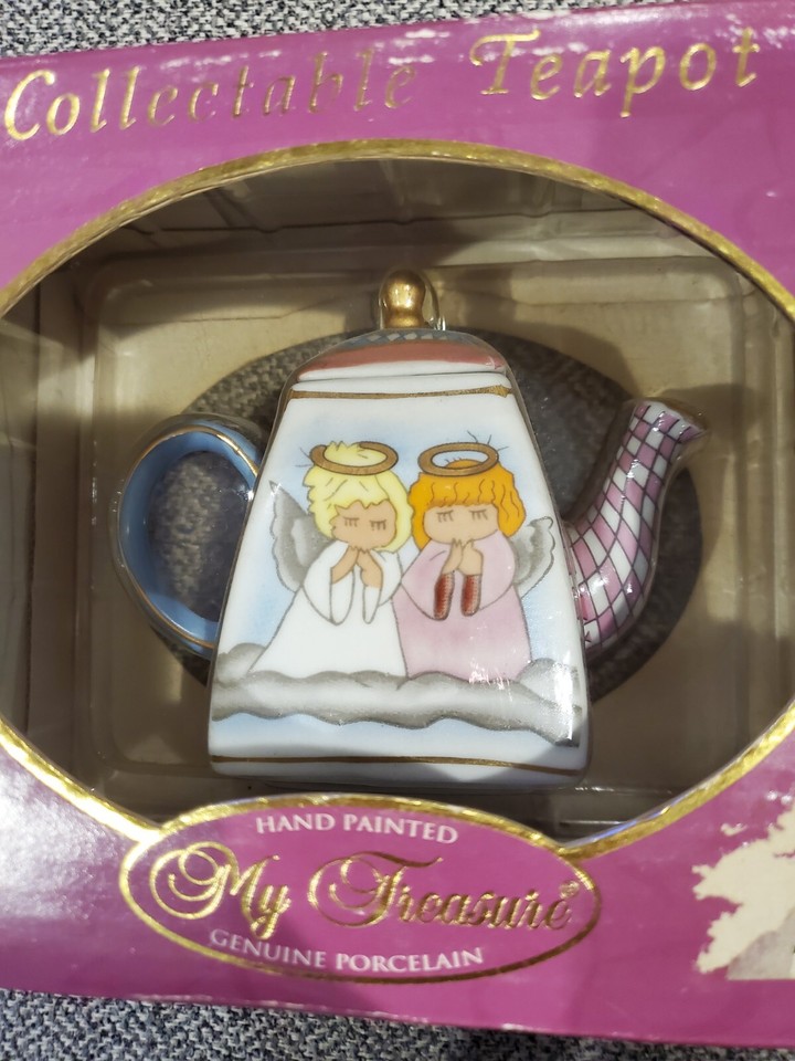 My Treasure Collectible Teapot: Angels Praying Genuine Hand Painted ...