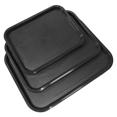 Black Plastic Serving Tray Canteen Cafe Fast Food TV Dinner Kitchen ...